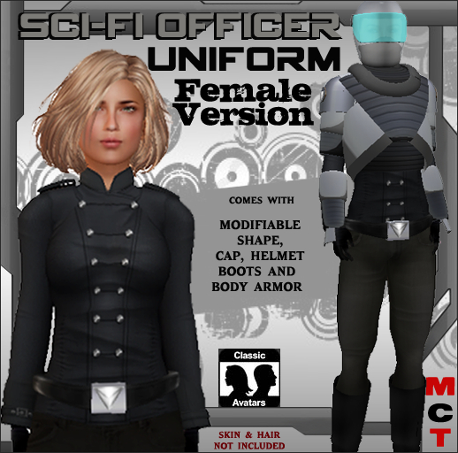 Second Life Marketplace - Sci-Fi Officer Silver Female Uniform